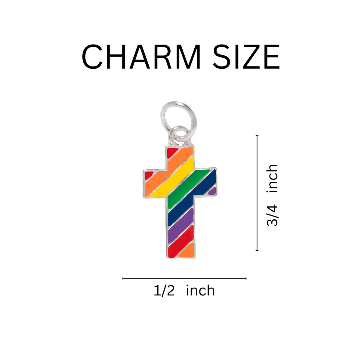 Rainbow Striped Cross Shape Charm Necklaces, LGBTQ Gay Pride Awareness ...